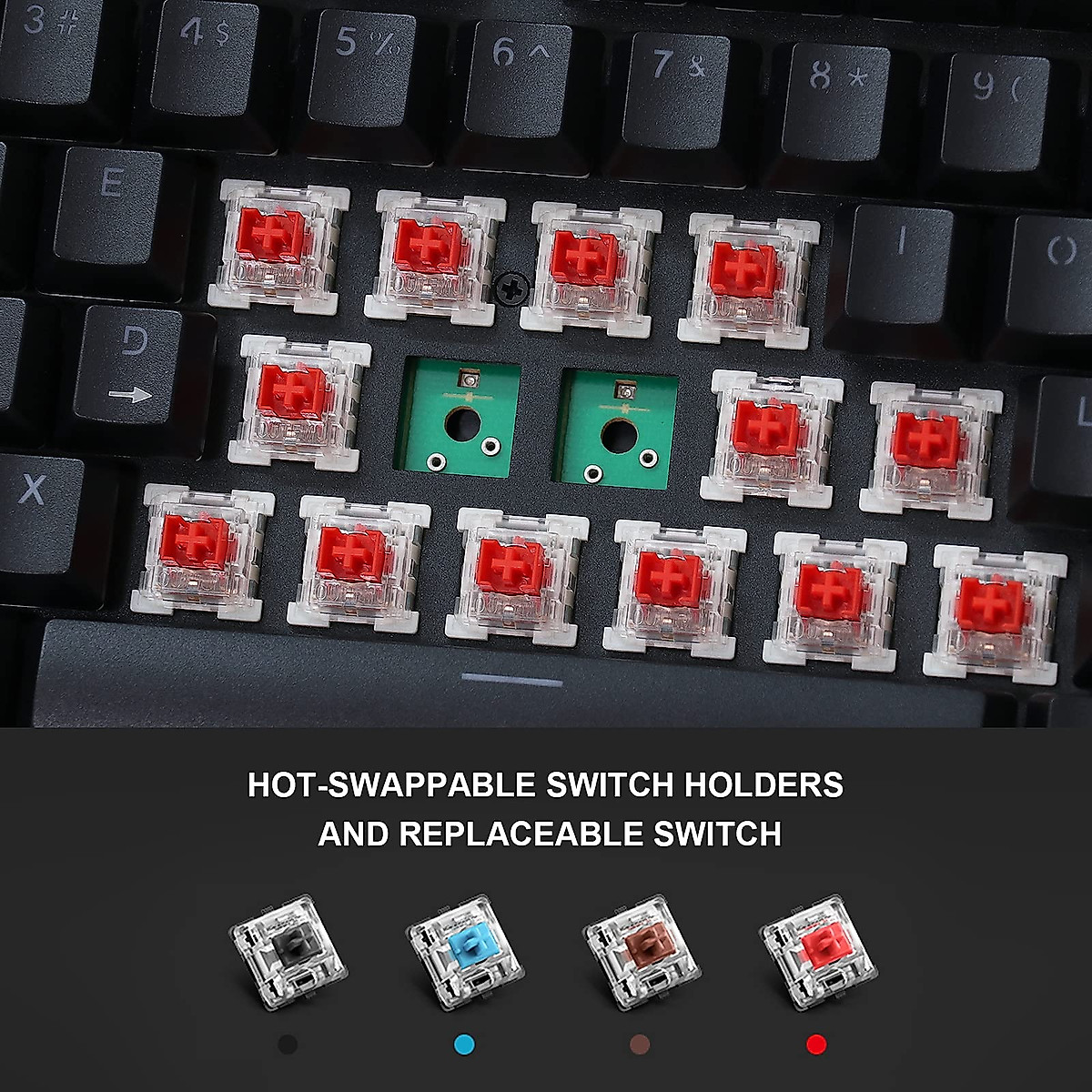 E-YOOSO Mechanical Keyboard LED Backlit Gaming Keyboard with Blue Switches, Compact 87 Key Ultra Slim Wired Keyboard for Desktop/PC/Laptop/Mac/Smart TV and Windows 10/8/ 7 (Red Switch)