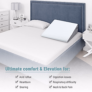 Wedge Pillow with Foam Top for Sleeping,Reading and Rest, 8 Inch Elevated Support Triangle Bed Pillow for Legs and Back Support with Washable Cover