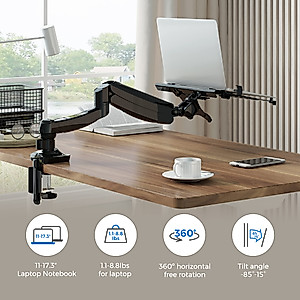 FLEXIMOUNTS 2-in-1 Monitor Arm Laptop Mount Stand Swivel Gas Spring LCD Arm Height Adjustable Desk Mounts for 10''-24' Monitor/ 11-17.3 inches Notebook