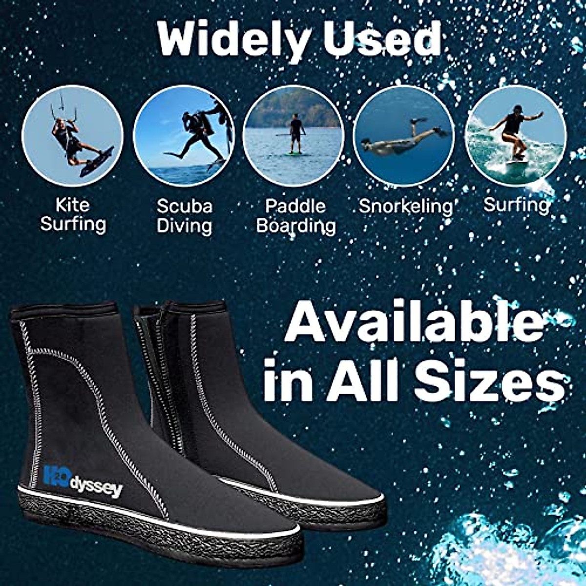 H2ODYSSEY Supra 5mm Unisex Boots - Anti Slip Ultra Durable Water Boots for Water Sports - 12