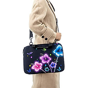 RICHEN Canvas Laptop Shoulder Bag Compatible with 11.6/12/12.9/13 Inches Netbook,Protective Carrying Handbag Case Cover with Side Handle (11-13 inch, Flowers)
