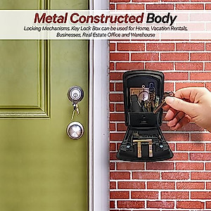 Iron Lock® - XXL Key Lock Box Wall Mount for Keys 4 Digit Combination with Resettable Code with A B Switch Extra Large lockbox Indoor Outdoor Waterproof Big Key Lock Box House Spare Keys Hide a Key