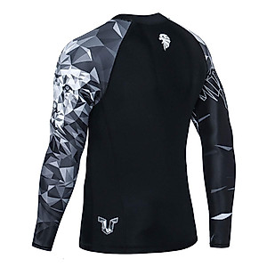 HUGE SPORTS Wildling Series UV Protection Quick Dry Compression Rash Guard (Lion,2XL)