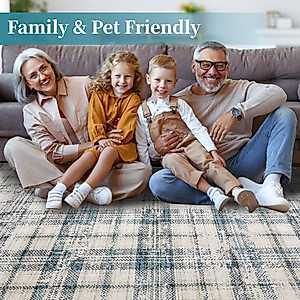 LUXLOOM Modern Plaid Washable Rug 8x10 Area Rugs for Living Room Soft Bedroom Rug Tartan Large Area Rug Non Shedding Non Slip Throw Rugs Stain Resistant Carpet for Nursery Office 8'x10' Green/Beige