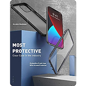 Clayco Forza Series Case for iPhone 12/12 Pro 6.1 inch (2020 Release), Built-in Screen Protector, Dual Layer Rugged Cover with Full-Body Soft TPU Bumper (Black)