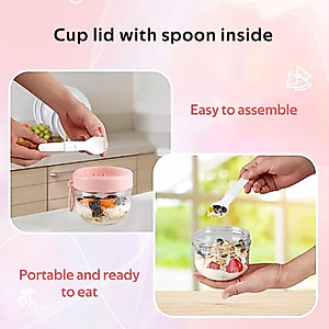 JAOBHAHY Mason Jars for Overnight Oats,4PCS Overnight Oats Jars with Lid and Spoon,20 oz Plastic Overnight Oats Jars with Large Capacity Airtight for Salad Yogurt,Cereal,Fruit