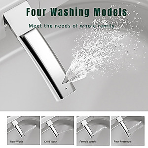 Black Smart Toilet Bidet Toilet for Bathroom, Remote Control, Tankless Bidet Toilet with Foot Touching Lid Opening, Auto Flush, Heated Seat, LED Digital Display, User Memory, Matte Black