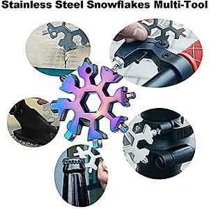 18-in-1 Stainless Steel Snowflake Keychain Multi-Tool Portable Keychain Screwdriver Bottle Opener Tool for Outdoor Camping Gift for Valentine's Day, Birthday, and Happy New Year (Multi 6 PACK)
