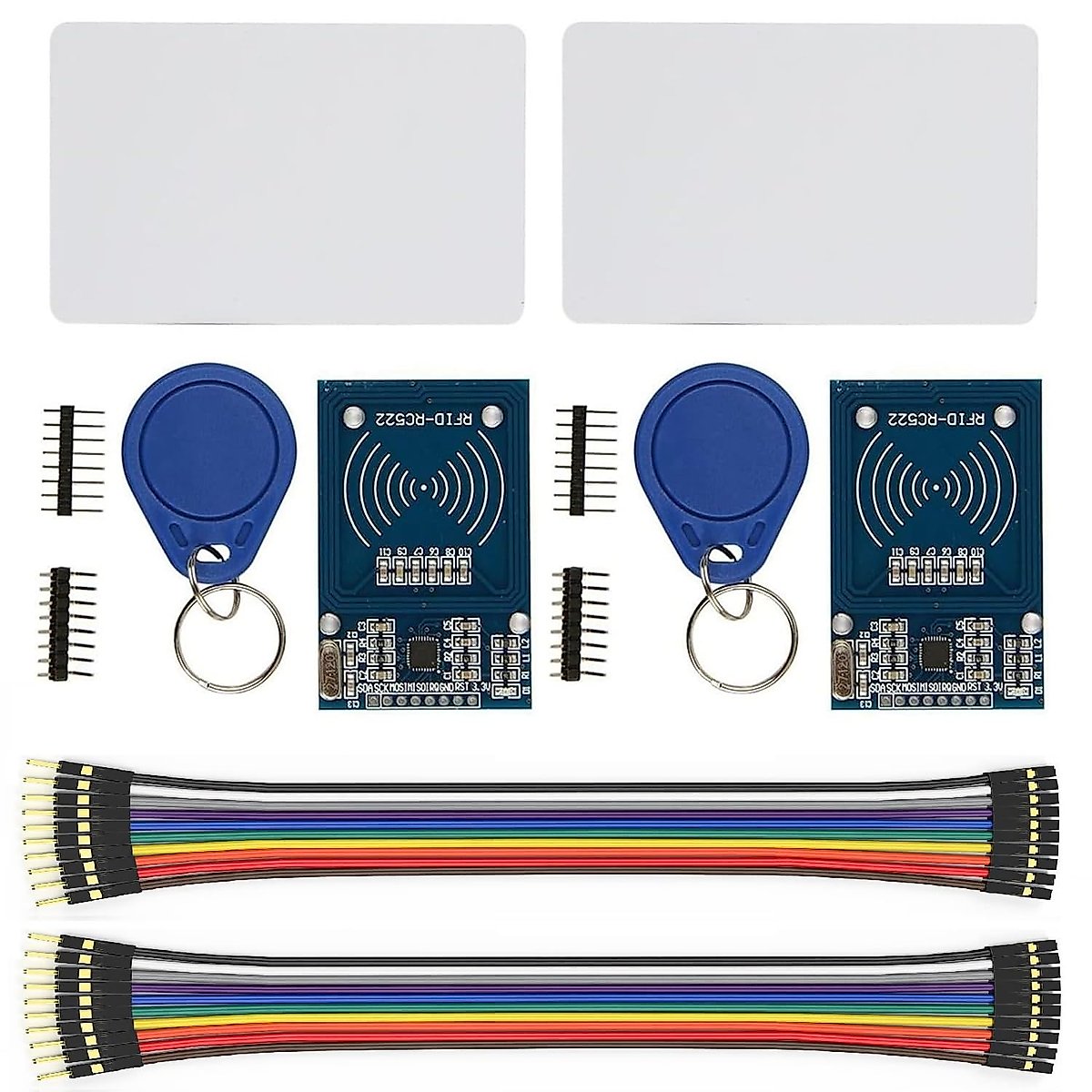 WWZMDiB 2 Pcs MFRC522 RFID Kit for Arduino Raspberry Pi（RC522 IC Card Sensor Module + S50 Blank Card + Key Ring + Jumper Wires）