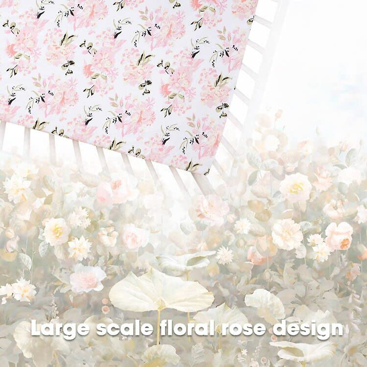 Crib Sheets Girl 2 Pack Set, 2 Pack Toddler Bed Sheets Set, Floral Print Fitted Crib Sheet for Standard Crib & Toddler Mattress, Size 28 x 52 inches, Pink N Floral