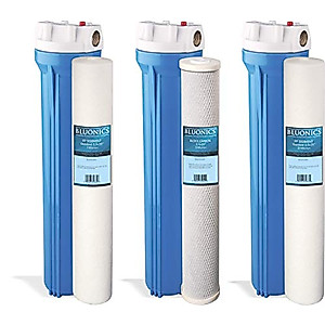 Bluonics Powerful Whole House & Well Water System 55W UV Ultraviolet w/Sediment & CTO Carbon with Solid Blue Housing 2.5"x20" Ideal for Residential and Commercial Use with City/Municipal or Well Water
