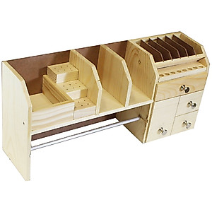 ToolUSA Wood Jeweler's Workbench Organizer | 18" x 8.5" x 4.5" with Specialized Compartments | Professional Quality for Watchmakers & Craftsmen