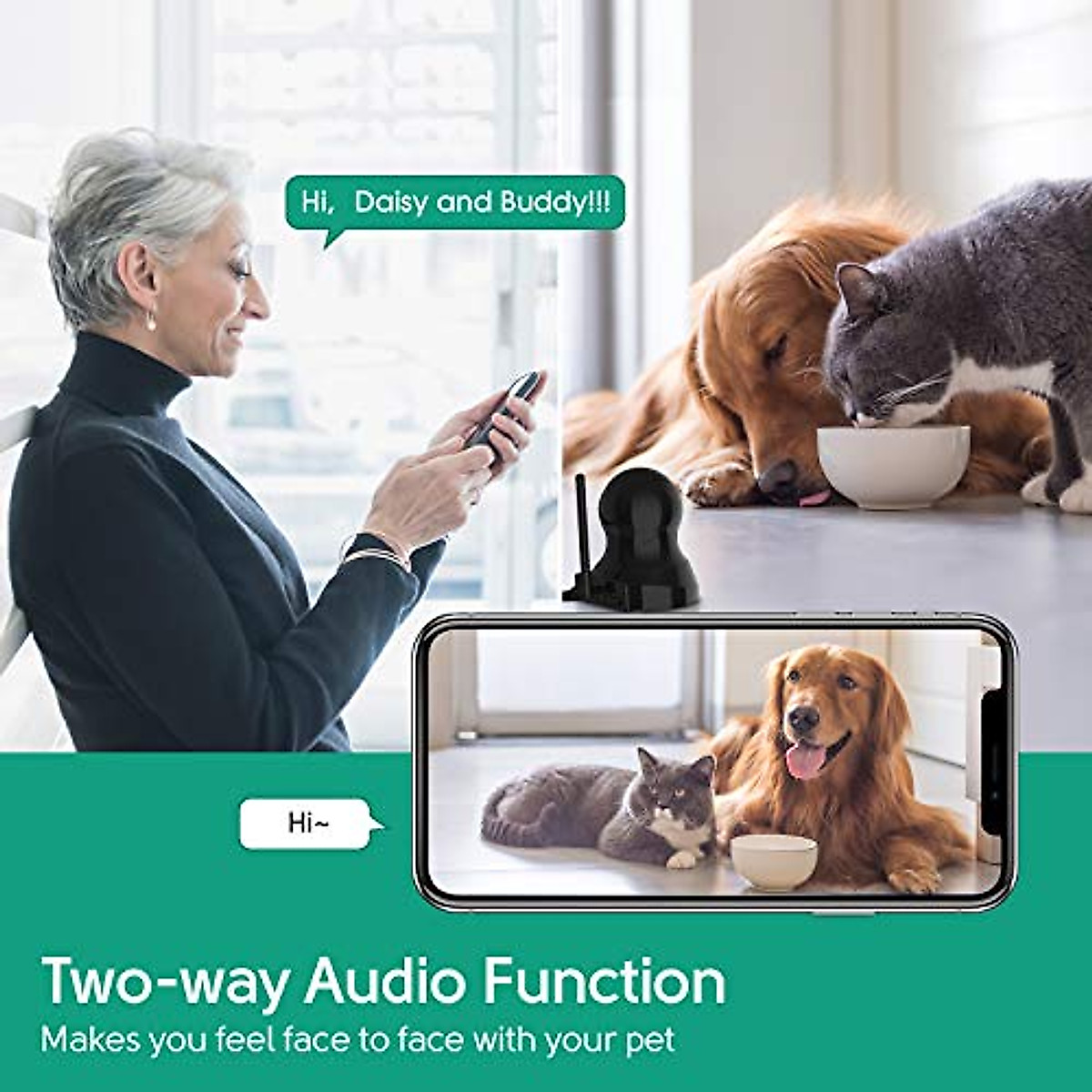 Pet Camera - TENVIS Pet Security Wireless Indoor Security Camera System w/Motion Detection, Two Way Audio, Enhanced Night Vision, Indoor Home Security Camera with MicroSD Slot, iOS/Android (2PCS)