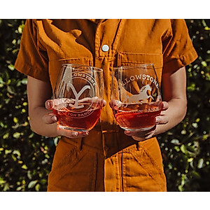 Toynk Yellowstone Dutton Ranch 20-Ounce Stemless Wine Glasses | Set of 2