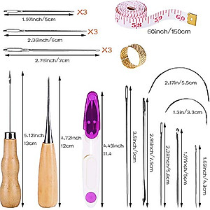 30 PCS Upholstery Repair Kit, Leather Sewing Repair Kit with Sewing Thread, Large Eye Leather Sewing Needles, Awl, Leather Hand Sewing Needles, Leather Craft Tool Kit for Leather Repair, Stitching