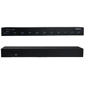 SEDNA - 19 Inch 1U Rack Mount 10 Port USB 3.2 Gen II Hub (10Gbps) with 5V 10A AC/DC Adapter