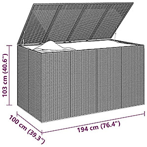 GOLINPEILO Outdoor Patio Garden Storage Box Large Deck Box PE Rattan Patio Storage Box Garden Storage Chest Container Storage Organizer Cabinet for Lawn Backyard,76.4" x 39.4" x 40.6" Gray