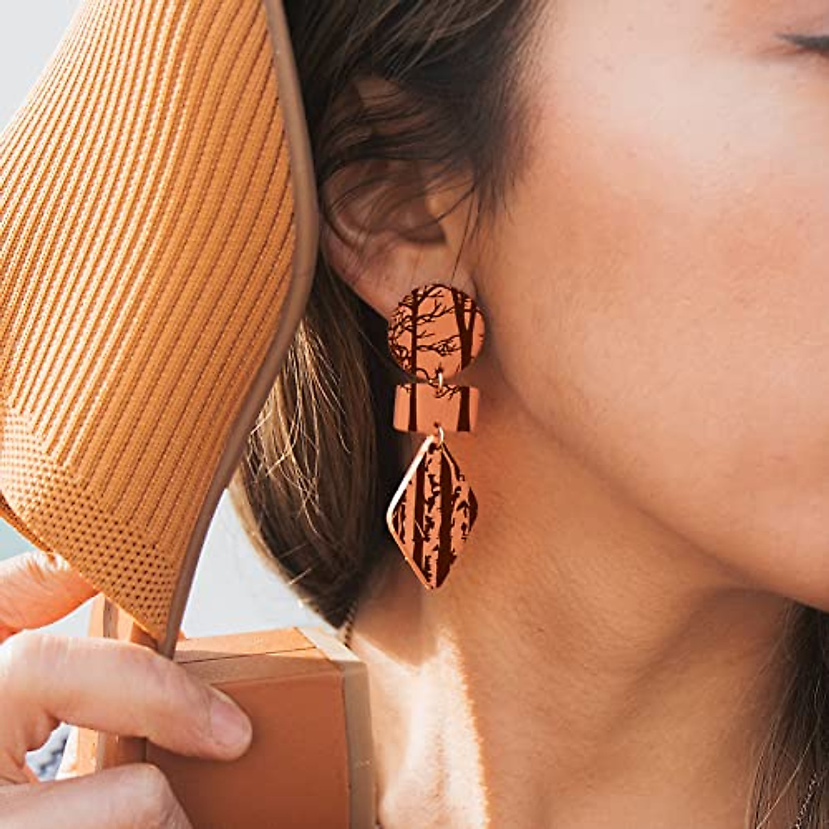 OLYCRAFT 4x5 Inch Clay Stencils Birch Tree Pattern Silk Screen Printing Stencils Forest Mesh Transfer Stencils Reusable Washable Mesh Stencil for Polymer Clay Jewelry Earrings Making