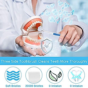 Patelai 8 Pieces Autism Toothbrush for Adult Kids Teeth Care Soft Toothbrush 3 Bristle Toothbrush Manual Toothbrush Nice Angle Bristles for Deep Cleaning Each Tooth, Red, Orange, Blue, Green
