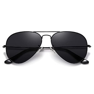 MEETSUN Aviator Sunglasses for Men Women Driving Polarized UV400 Protection Metal Frame(Black Frame-Gray Lens)