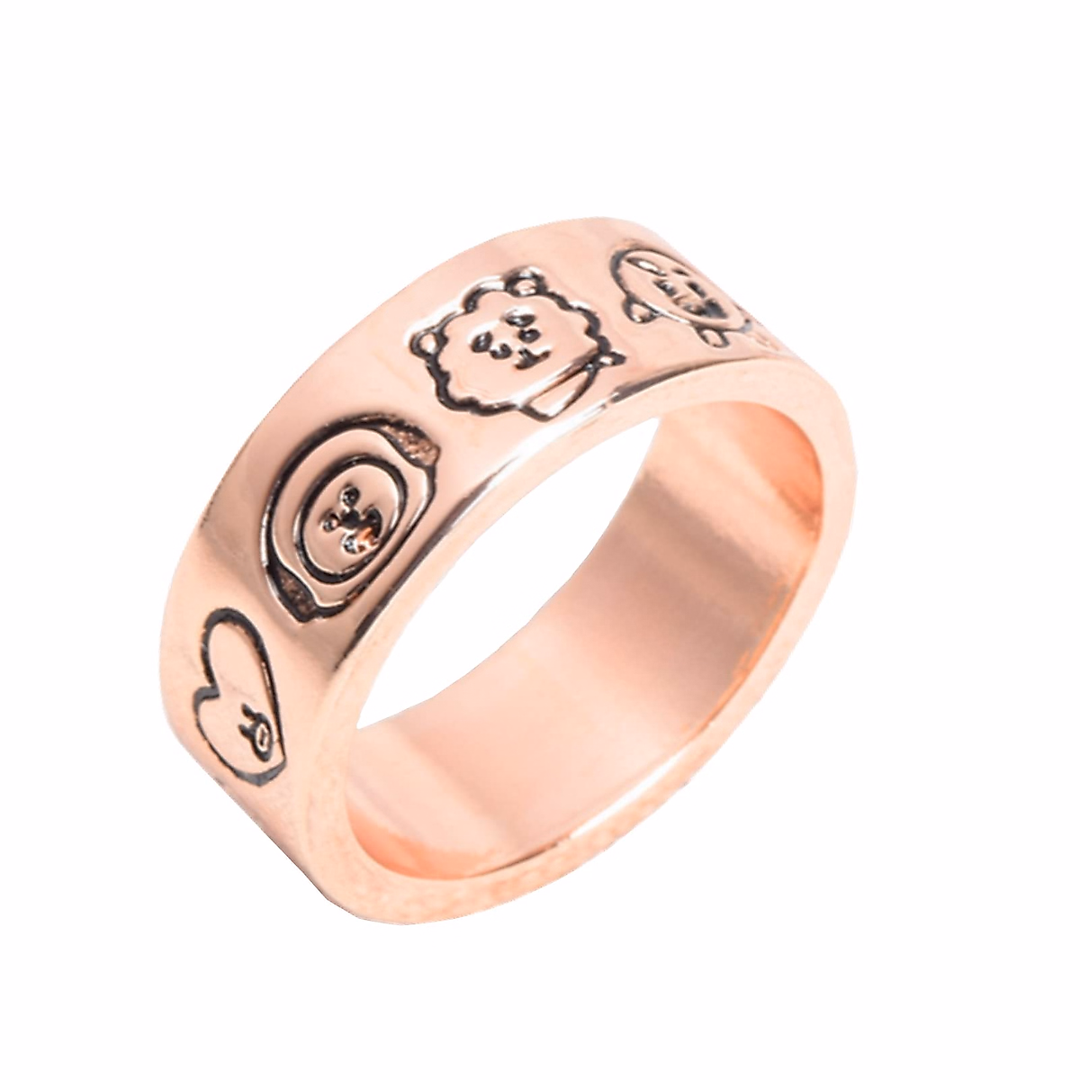 Mshion Ring Set, Rings for Women Men, Cool Rings with Stainless Steel Chain Holiday Gifts(Rose Gold)