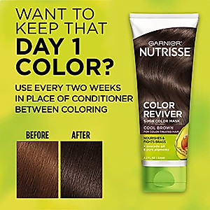 Garnier Hair Color Nutrisse Color Reviver 5 MIN Hair Mask, Cool Brown to Nourish & Fight Brass, 4.2 Fl Oz, 2 Count (Packaging May Vary)