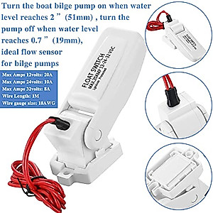 Boat Bilge Water Pump 12 V 1100 GPH Electric Marine Bilge Pump and Automatic Boat Bilge Pump Float Switch 12 V 24 V 32 V for Boats, 2 Pieces in Total