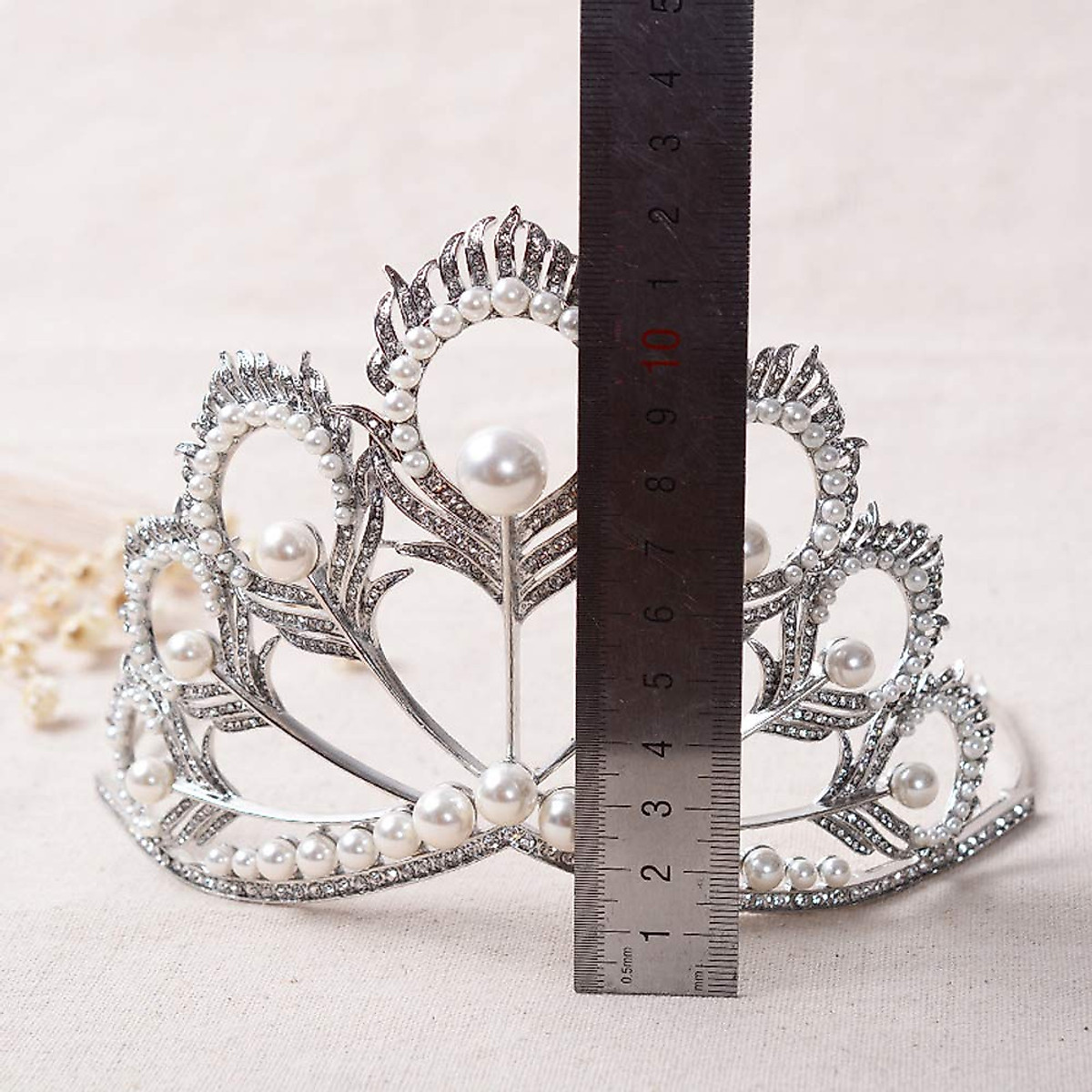 S SNUOY Prom Princess Crown Pearl Tiara Rhinestone Tiara Pageant Queen Crown Wedding Hair Jewelry