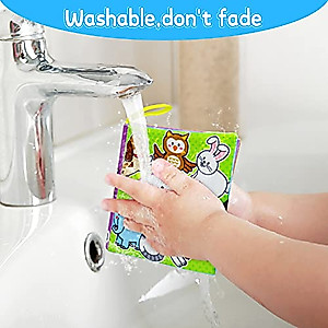 OKOOKO Baby Books 12PCS Soft Cloth Books Bath Books Crinkle Paper Washable Non-Toxic Educational Preschool Learning Toy for Babies Infants Toddlers Kids (Colors)