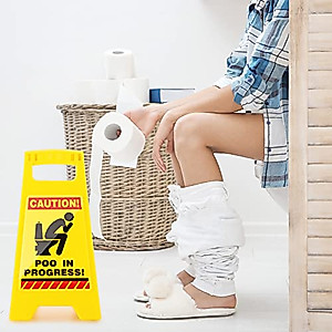 4 Pcs Poop in Progress Novelty Toilet Humour Warning Sign Toilet Occupied Funny Caution Sign Hilarious Secret Santa Gift for Bathroom Poop Sign for Restroom Office Decorations Hilarious Christmas