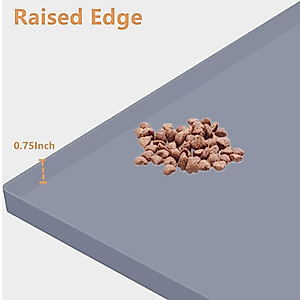 Dog Food Mat - Silicone Dog Mat for Food and Water - 28" x 18" Large Pet Feeding Mats - Waterproof Dog Cat Bowl Mat with High Edges to Prevent Water Food Spills