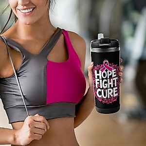 Hope Fight Breast Cancer Travel Coffee Mug Reusable Insulated Drinking Cup with Lid for Home Outdoor Works 13 Oz