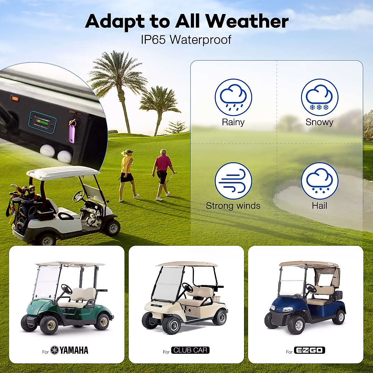 12V 24V 36V 48V 60V 72V LED Battery Monitor Meter Battery Fuel Gauge Indicator ELMCONFIG BM210 Lead-Acid&Lithium ion Battery Tester for GOLF CART YAMAHA CLUB CAR EZGO Stacking Machine Motorcycle