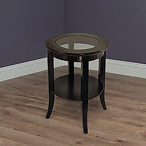 Winsome Genoa 22.56 x 18.47 x 18.47-Inch Composite Wood End Table With Glass inset, Dark Espresso (92218)