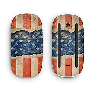 Design Skinz Scratched Surface Peeled American Flag Vinyl Decal Compatible with The Apple Magic Mouse 2 (Wireless, Rechargable) with Multi-Touch Surface