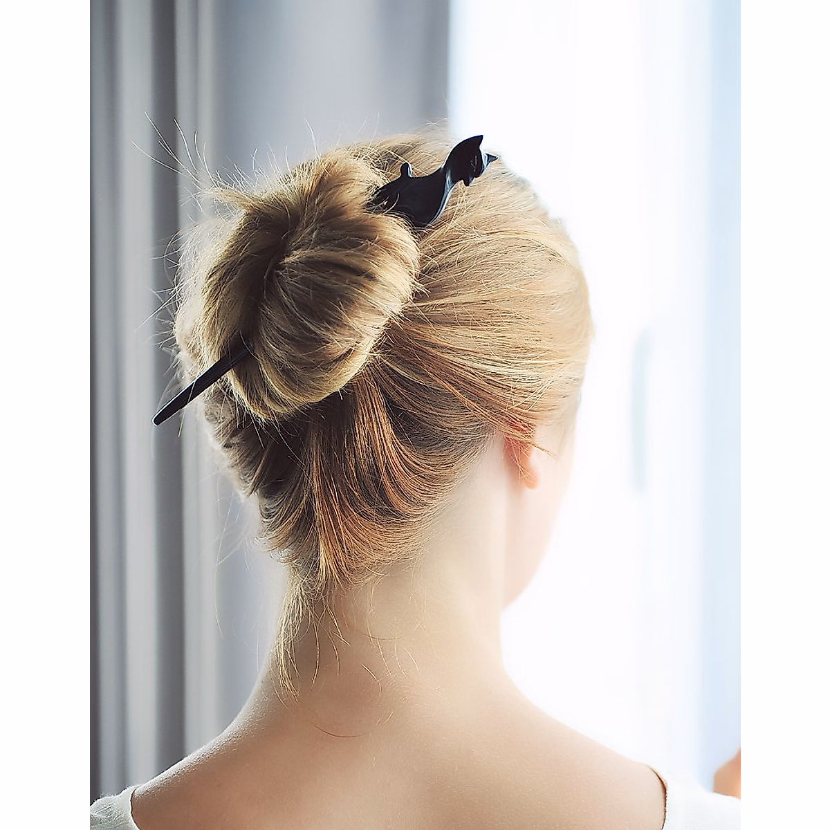 Marycrafts Black Buffalo Horn Hair Stick, Hair Accessories, Hair sticks for women Handmade 7.2"