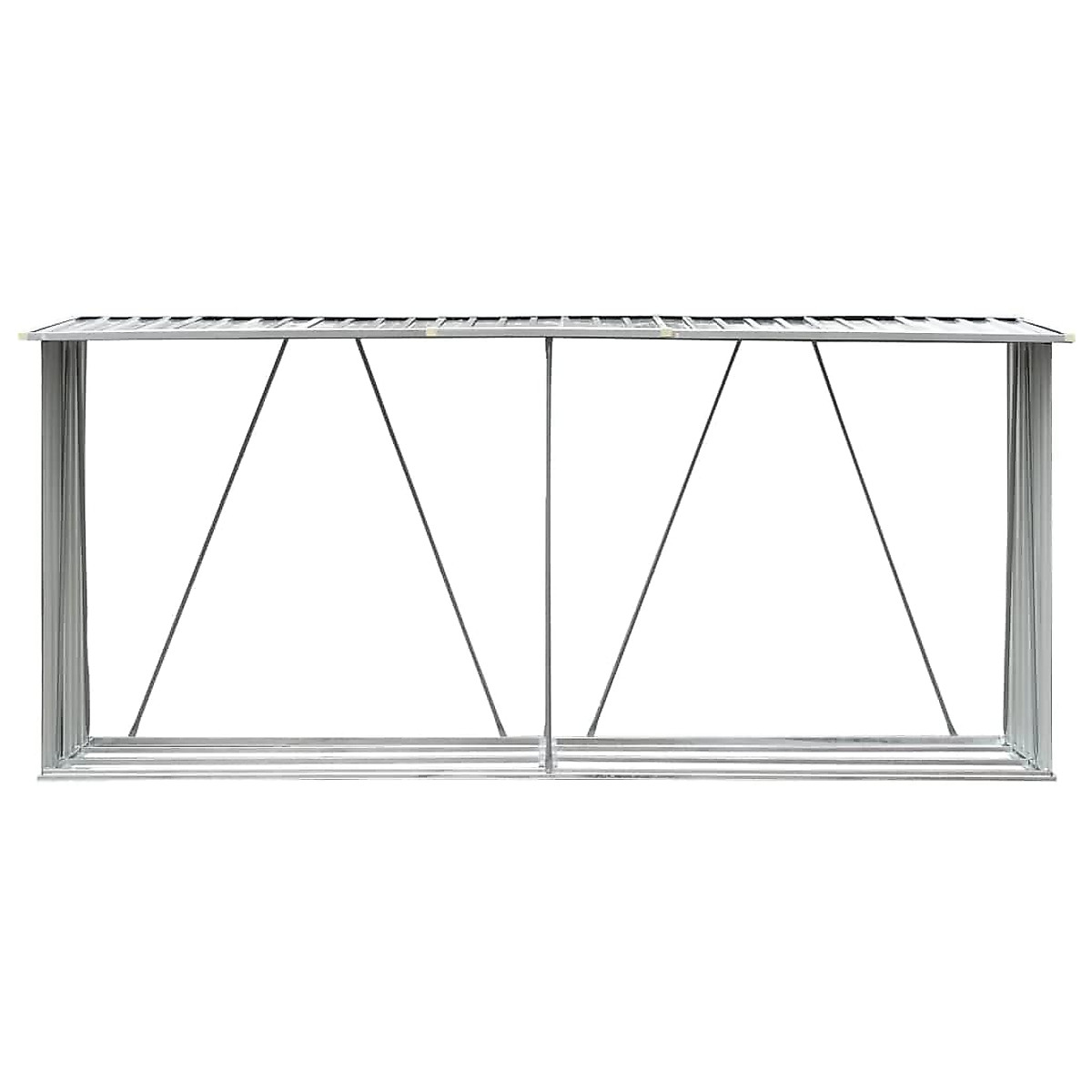 vidaXL Log Storage Shed, Log Holder with Roof, Log Storage Shed, Firewood Rack for Backyard Garden Patio Porch, Brown Galvanized Steel 129.9"