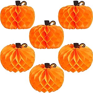 JOVITEC 10 Pack 10.2 Inch Paper Pumpkin Honeycomb Centerpieces 3D Tissue Pumpkins Paper Hanging Decoration Halloween Thanksgiving Day Party Birthday Wedding Home Party Supplies