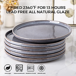 AmorArc Dinner Plates Set of 6, 10.5 Inch Reactive Glaze Ceramic Plates Set, Microwave, Dishwasher Safe, Scratch Resistant, Modern Large Dinnerware Dishes Set Kitchen Stoneware Plates