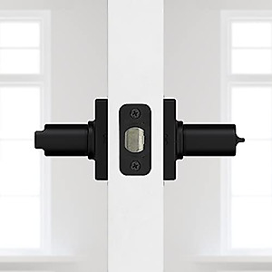 Kwikset Casey Interior Privacy Door Handle with Lock, Door Lever For Bathroom and Bedroom, Matte Black Reversible Keyless Turn Lock, with Microban Protection