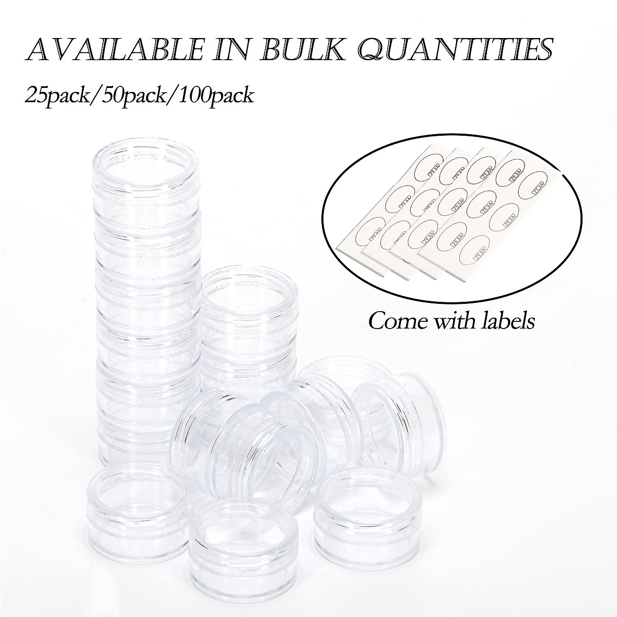 ZEJIA Sample Containers, Tiny Sample Jars with Lids, 5 Gram Cosmetic Containers with lids, Clear Lip Balm Containers (50 Pieces)