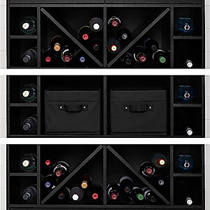 South Shore Vietti Bar Cabinet with Liquor and Wine Bottle Storage with Drawers, Black Oak with Metal Handles