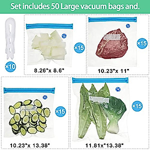 60 Pack Sous Vide Bags Vacuum Sealer Bag for Food, 4 Sizes Reusable Food Bags Vacuum Zipper Storage Bags with Air Valve Double Layers Food Storage