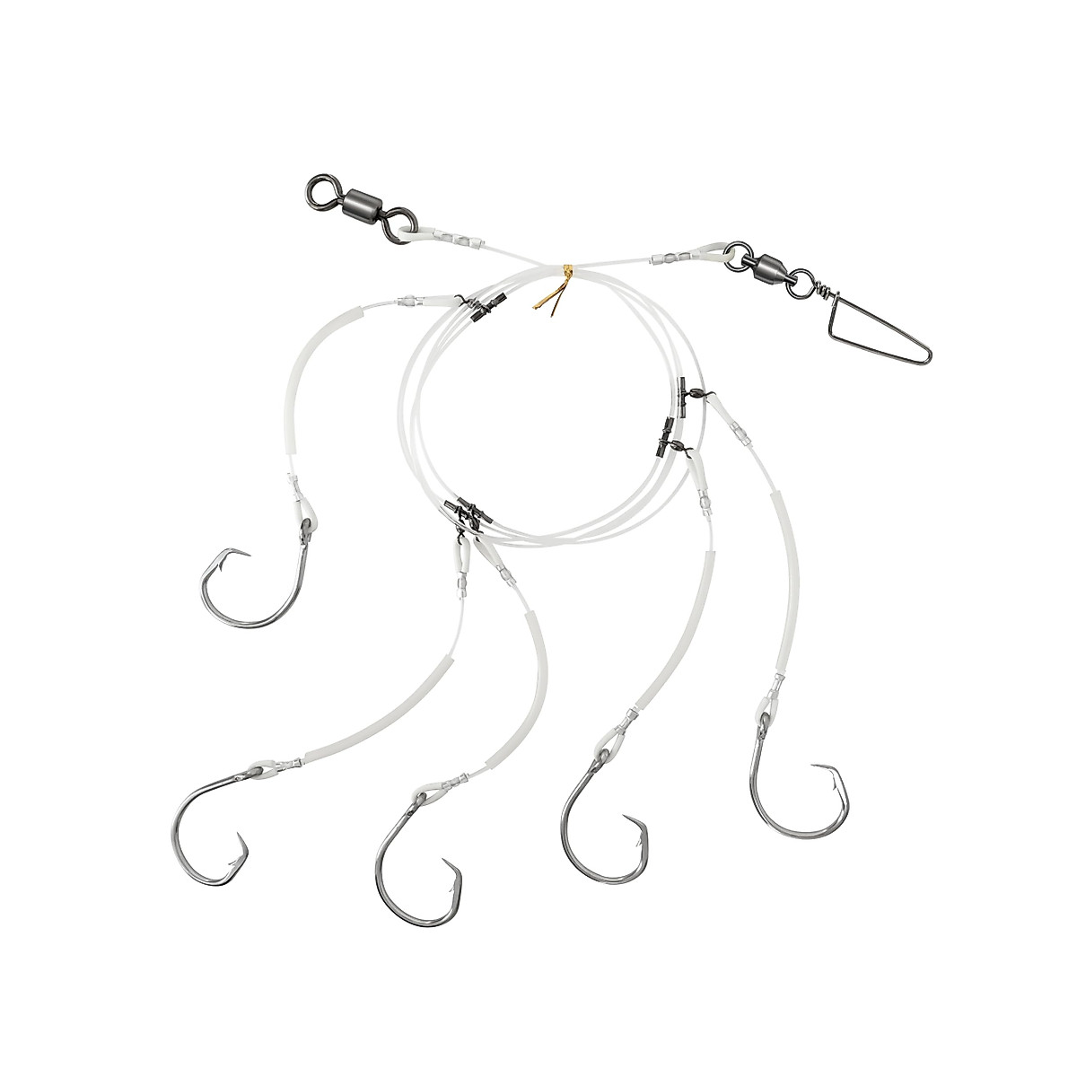 BLUEWING Fishing Deep Drop Rig with Glow Tubes 1pc Snapper, Tilefish Rig with 12/0 Stainless Steel Hooks, Barrel Swivel, 300lbs Line, 1pc