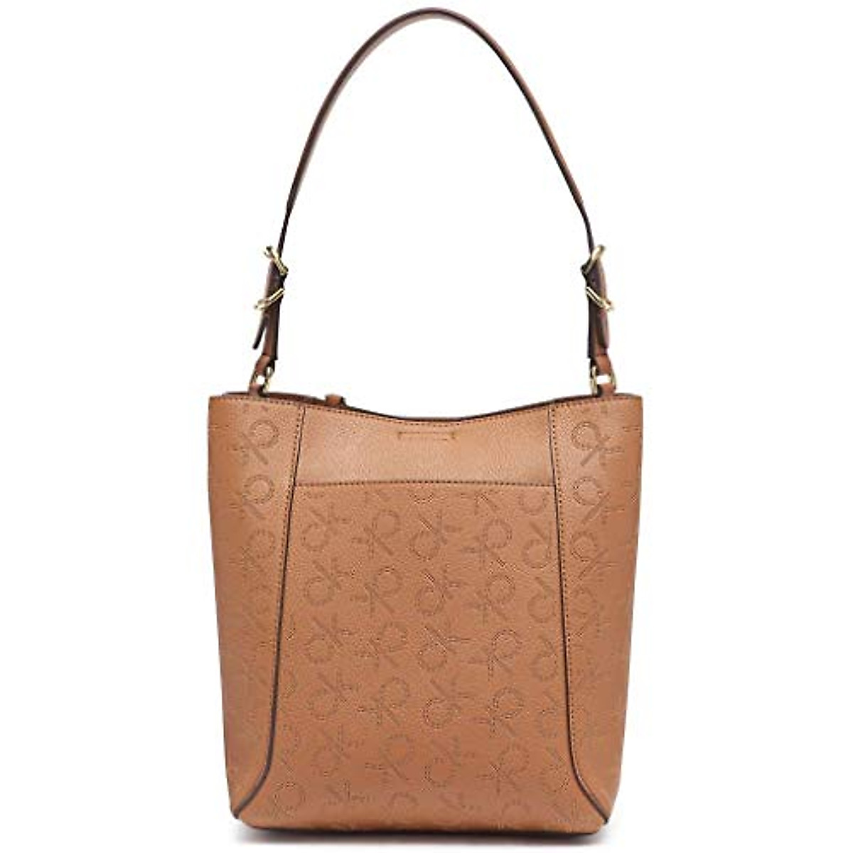 Calvin Klein Denver Perforated Montego Logo Hobo Shoulder Bag, Caramel Perf