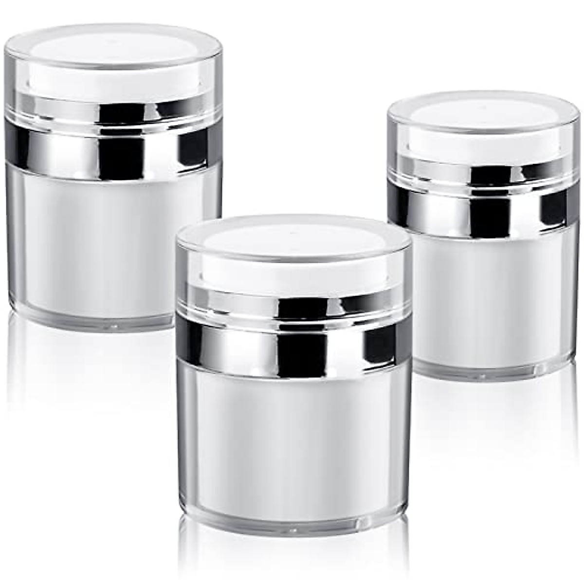 3PCS Cream Jar Vacuum Bottle, 15/30/50ml Empty Refillable Cosmetic Air Pump Jars Bottles, Portable Lotion Dispenser, Push Down Makeup Lotions Creams Travel Container for Travel