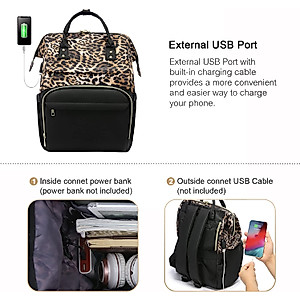 LOVEVOOK College Laptop Backpack, 15.6 Inch Travel Backpack for College, Waterproof Work Backpack Woman for Teacher Nurse Anti-theft Travel Back Pack, Gifts for Women, Leopard