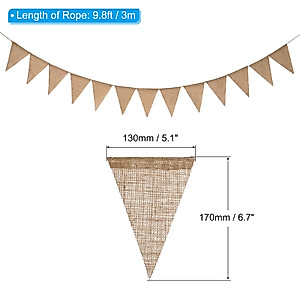 PATIKIL 9.8Ft Cotton and Linen Burlap Banner Triangle Flag, 13Pcs DIY Pennant Banner Hand Painted Decorations for Holiday, Birthday, Wedding, Graduation and Party, Cream