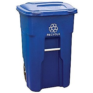 Toter 025532-R1BLU 32Gal Wheel Recycle Bin, 32 Gallon, Blue