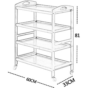 OLOTU Portable 4 Layers Dining Cart Bar Cart with Guardrail and Wheels Wooden Bracket Solid Wood Tray 4 Universal Wheels with Locking Wheels Durable